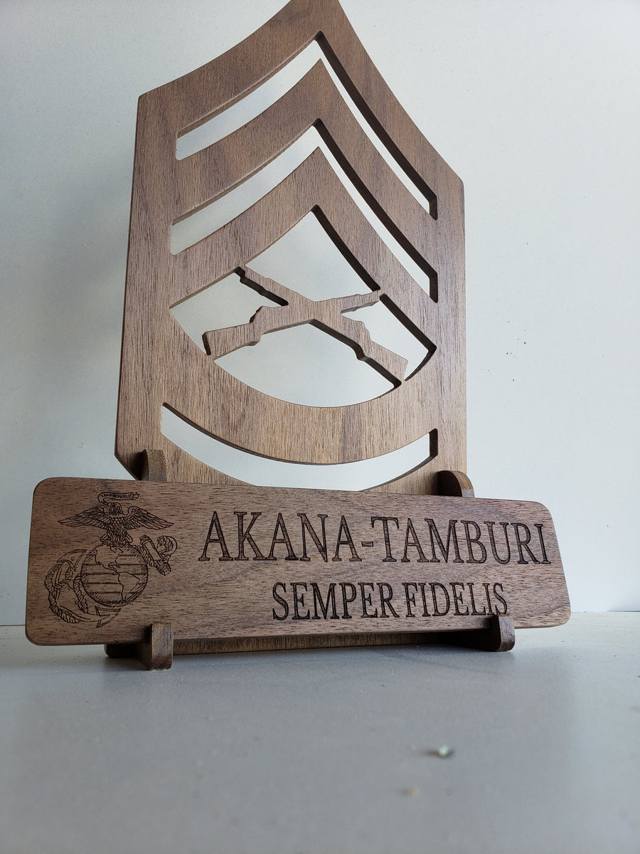 USMC - Rank and Nameplate Desktop Display – His N Hers Handcrafted